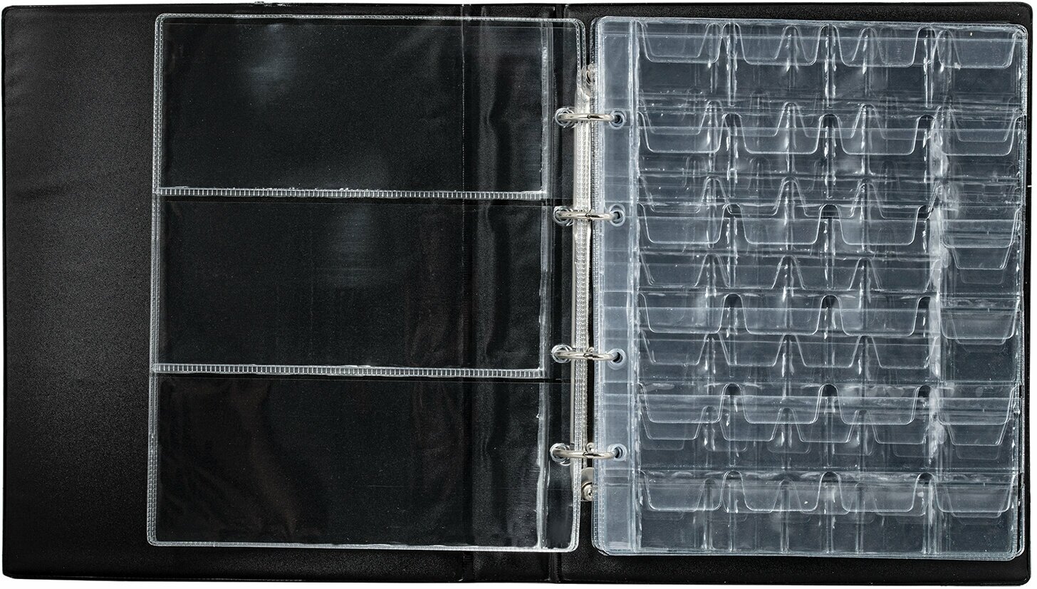 Альбом нумизмата для 297 монет и 6 бон (купюр) "OPTIMA", 230х270 мм, ПВХ, коричневый, STAFF, 238077