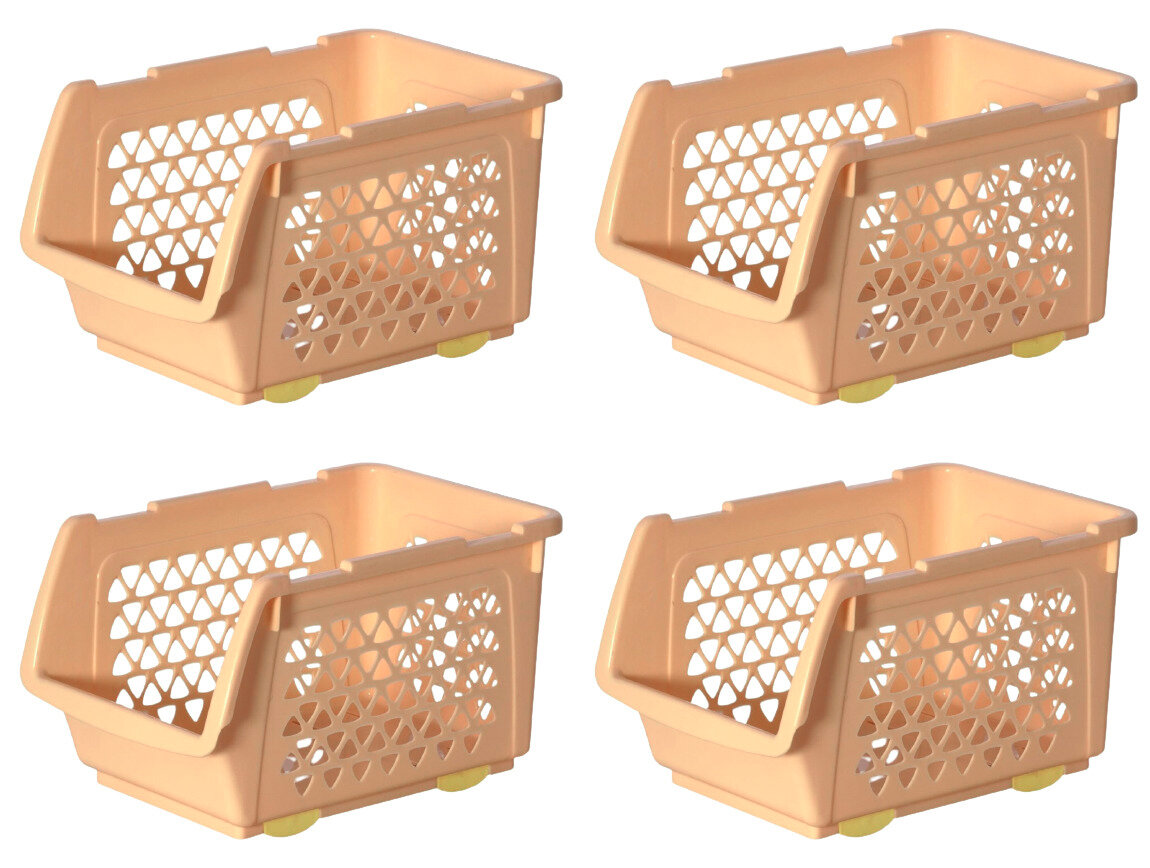 Комплект из 4 штук ящики для овощей Интерм 10л бежевый
