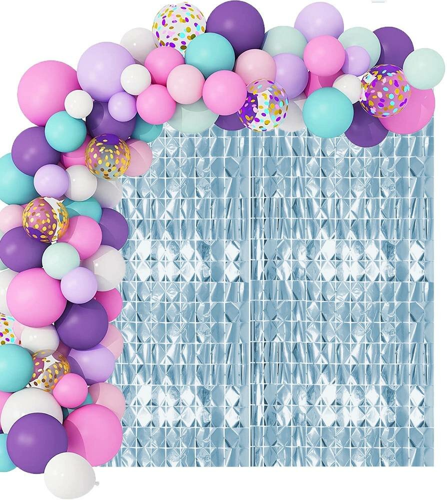 Дождик для фотозоны 2*1м /Гирлянда для праздника/Нежно-голубой квадрат