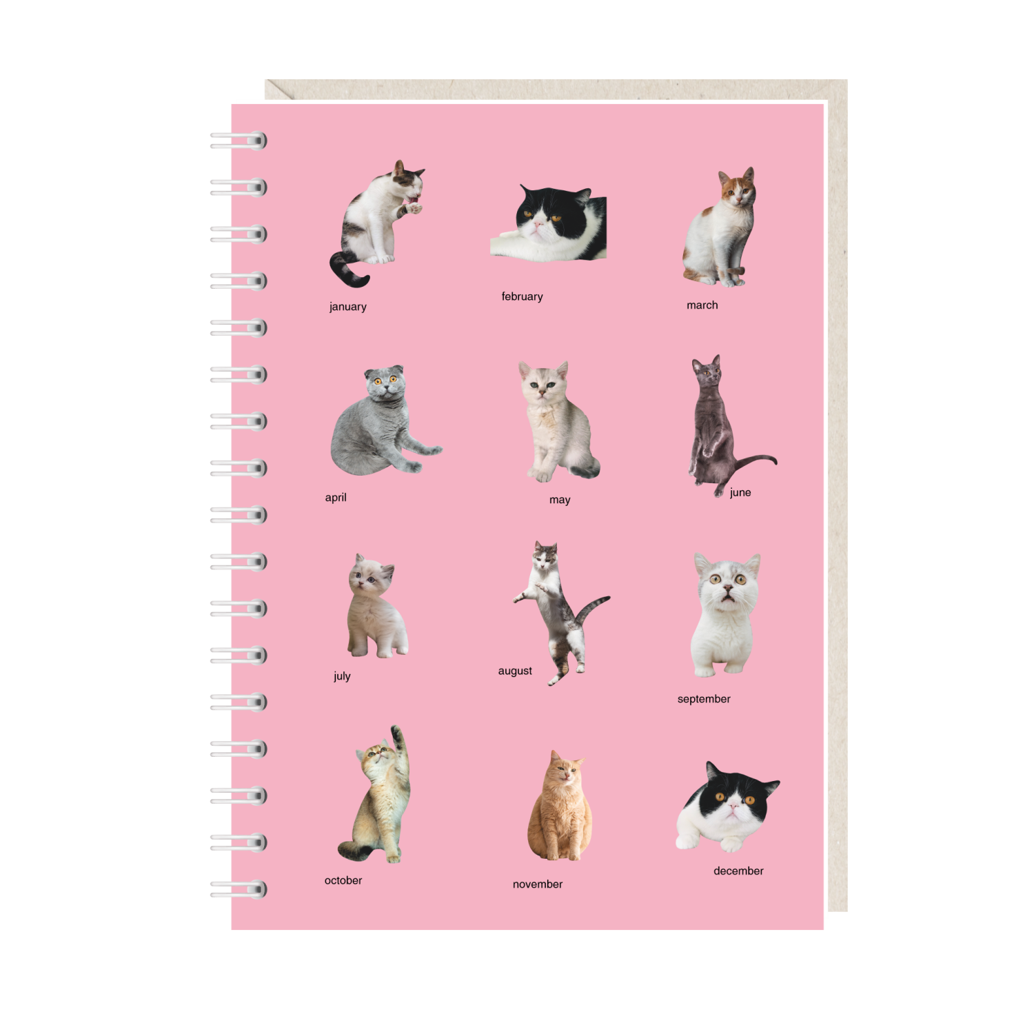 Блокнот на пружине Mitrozhe «Календарь», А6, 50 листов, розовый