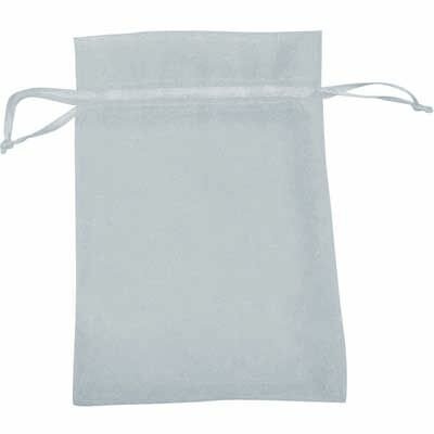 Мешочек из органзы, 9х7см, серый с серо-голубой ленточкой, 10 шт.