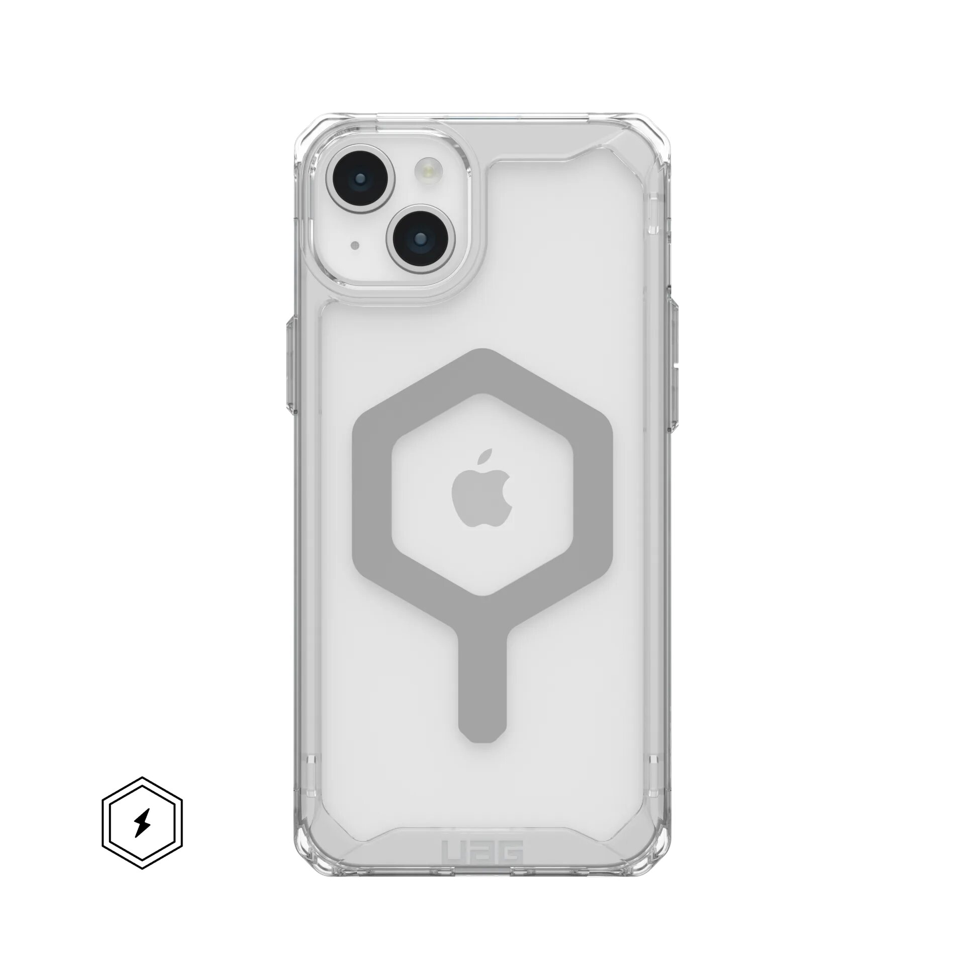Чехол с поддержкой MAGSAFE Uag Plyo для iPhone 15 Plus 6.7", цвет прозрачный/серебро (Ice/Silver)