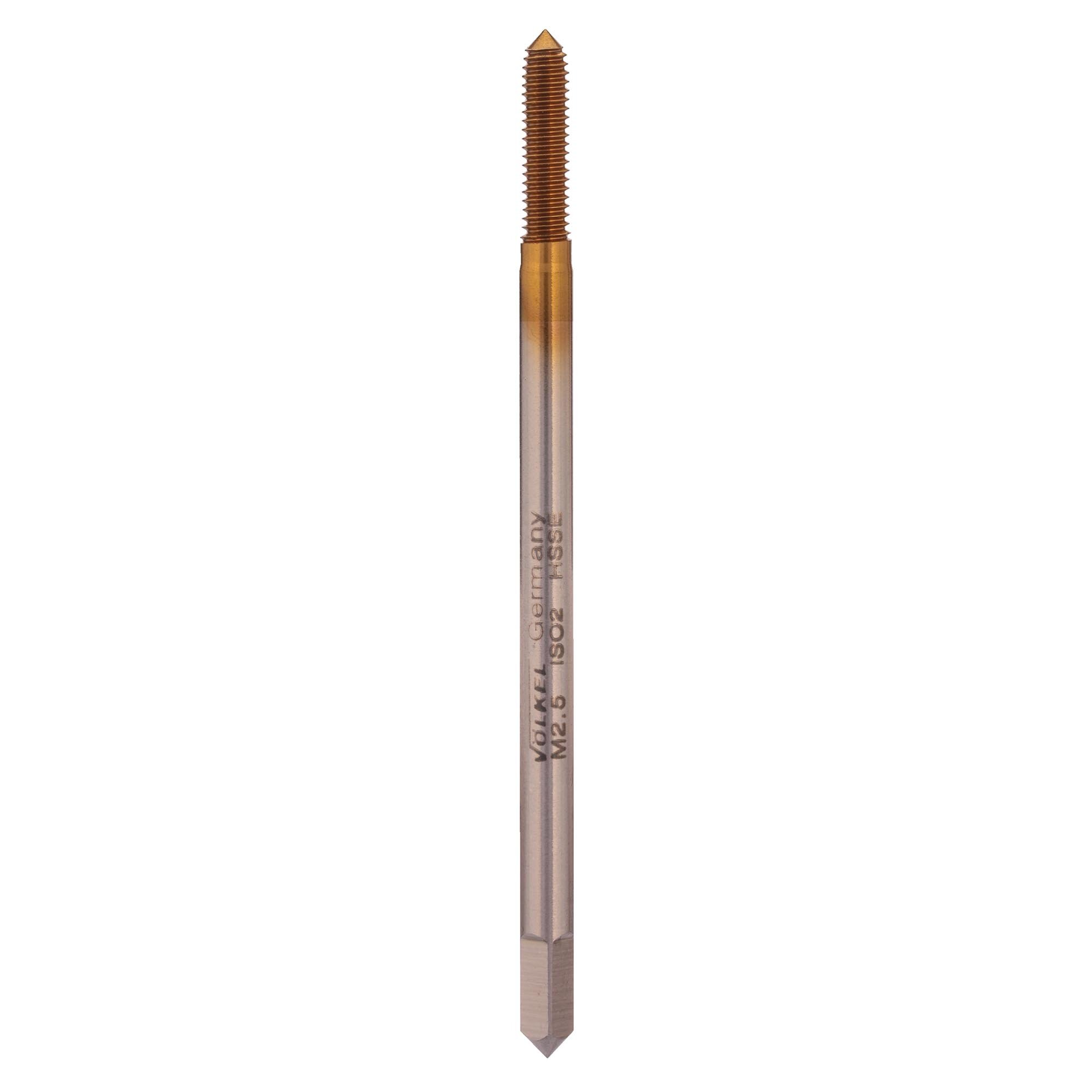 Раскатник для накатки резьбы Volkel HSSE TiN DIN371 6h метрическая резьба М2,5х0,45 35528