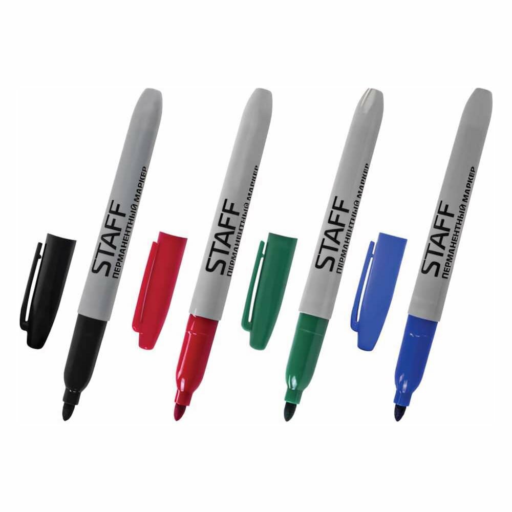 Перманентные нестираемые маркеры STAFF EVERYDAY набор 4 шт, ассорти, 2,5мм, 151237