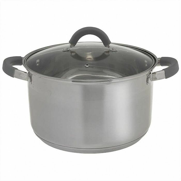 Кастрюля Webber BE-360/2 из нержавеющей стали со стеклянной крышкой, 6.6 л