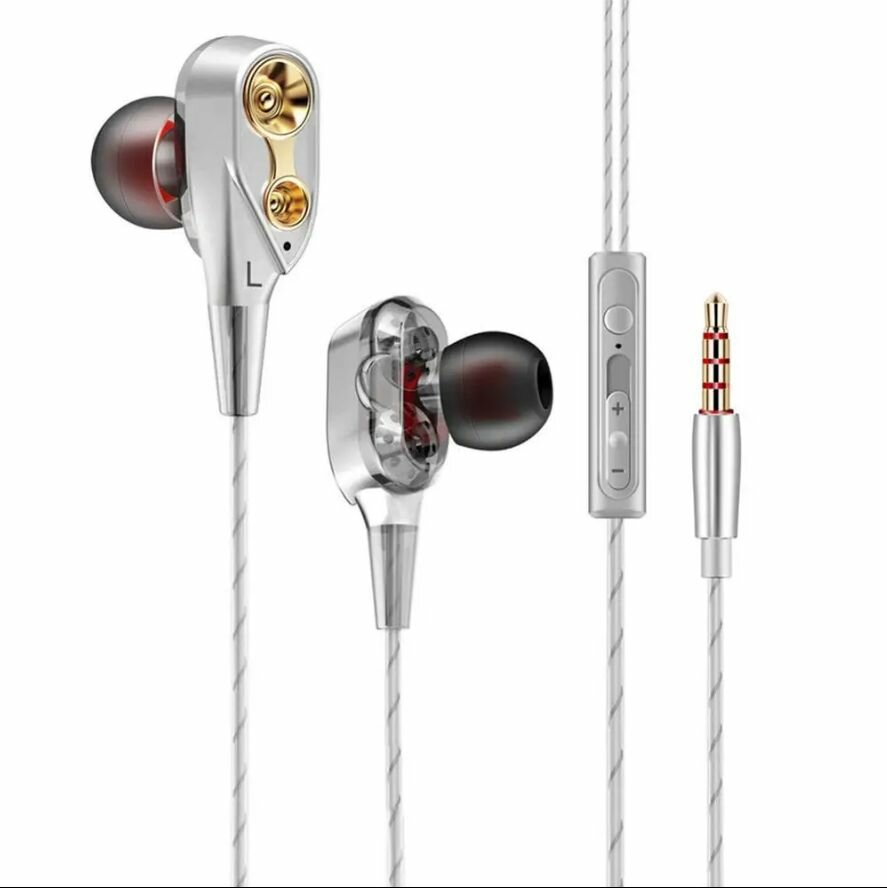 Проводные HiFi наушники QKZ CK8 для телефона, ноутбука, mini jack 3.5 мм с микрофоном, внутриканальные, вакуумные, серебряные