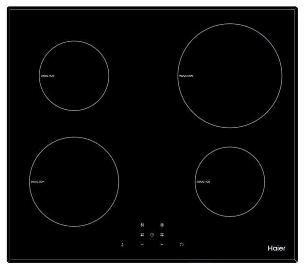 Индукционная варочная панель Haier HHX-Y 64 NVB 59 см, 4 конфорки стеклокерамика, черный