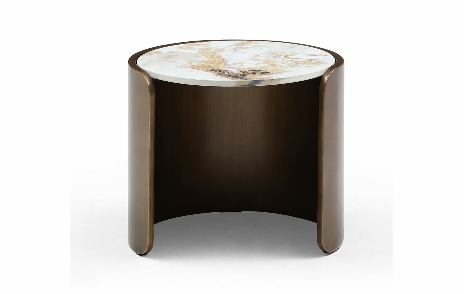 Стол журнальный ET3095CL (D40) ESF белый и коричневый, керамика и металл, круглая столешница, круглое основание