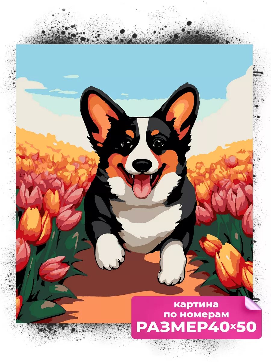 Картина по номерам "Корги" 40 х 50, холст на подрамнике