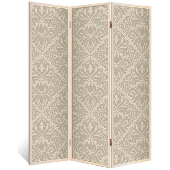 Ширма перегородка Декор Депо для комнаты деревянная "Монарх" двухсторонняя с картинкой (абстр) 3 створки кремовый дуб 176х140 см 11 кг