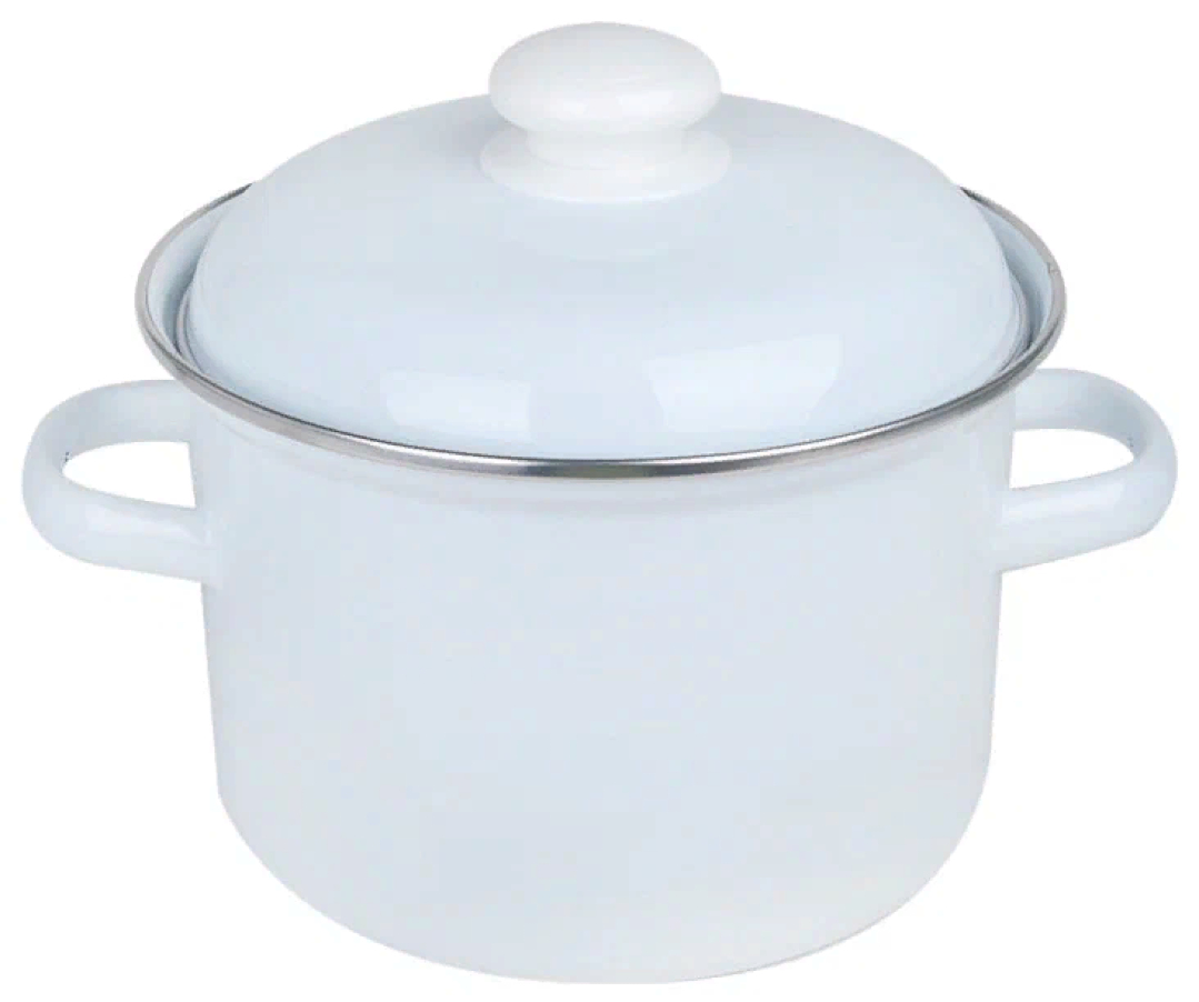 Кастрюля эмалированная Лысьвенские эмали с крышкой, белого цвета, 6л / посуда для газовых и электрических плит