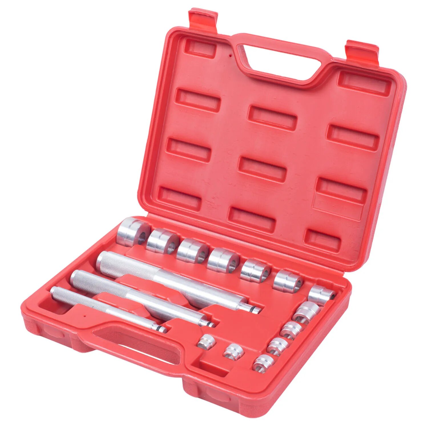 100-20017C Набор оправок алюминиевых для подшипников, 10-32 мм, кейс, 16 предметов мастак 100-20017C