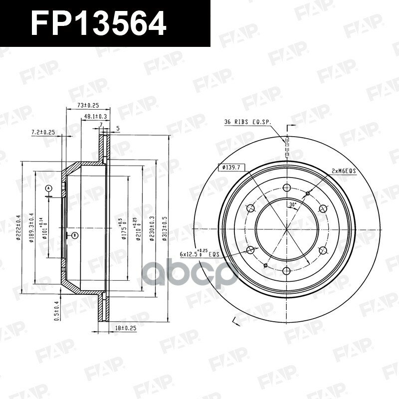 Диск тормозной! Great Wall Hover/Hover H3/H5 FAP арт. FP13564