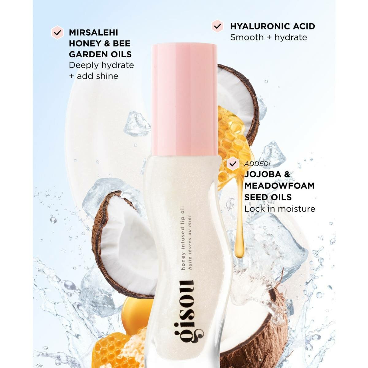 GISOU Масло для губ Honey Infused Lip Oil оттенок Coconut Frost