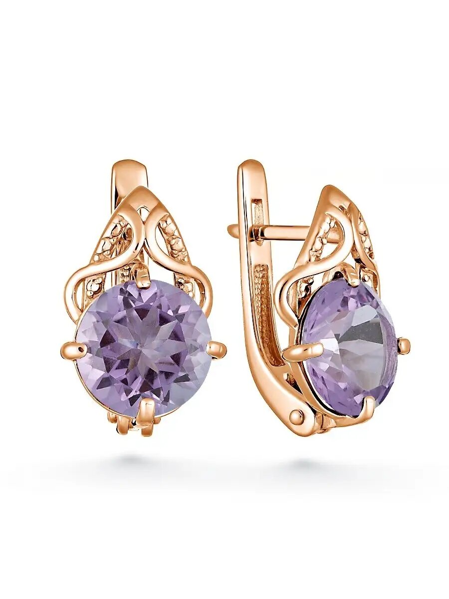 Серьги пусеты RaZZhiVin, красное золото, 585 проба, александрит синтетический, бриллиант