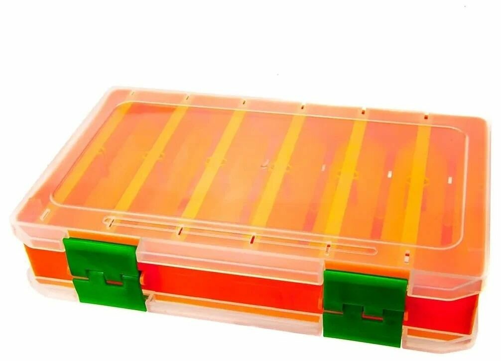 Органайзер, коробка для рыболовных принадлежностей фирма Fisherbox 240, длина 240*150*50мм, цвет: Оранжевый