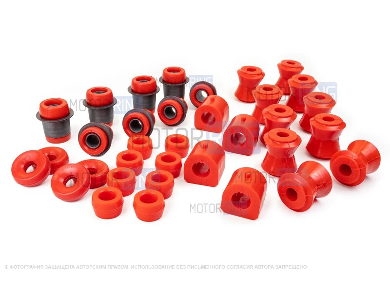 Комплект сайлентблоков и втулок красный полиуретан CS20 Drive для ВАЗ 2101-2107