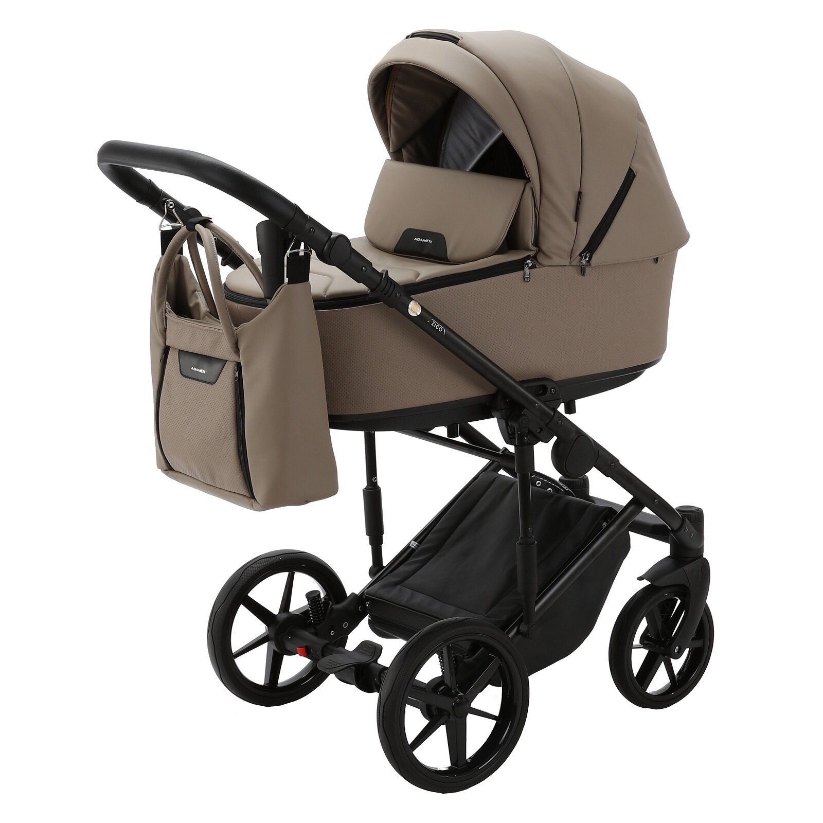 Коляска универсальная Adamex Zico Deluxe 2 в 1, Z-SA9 - Бежевая экокожа