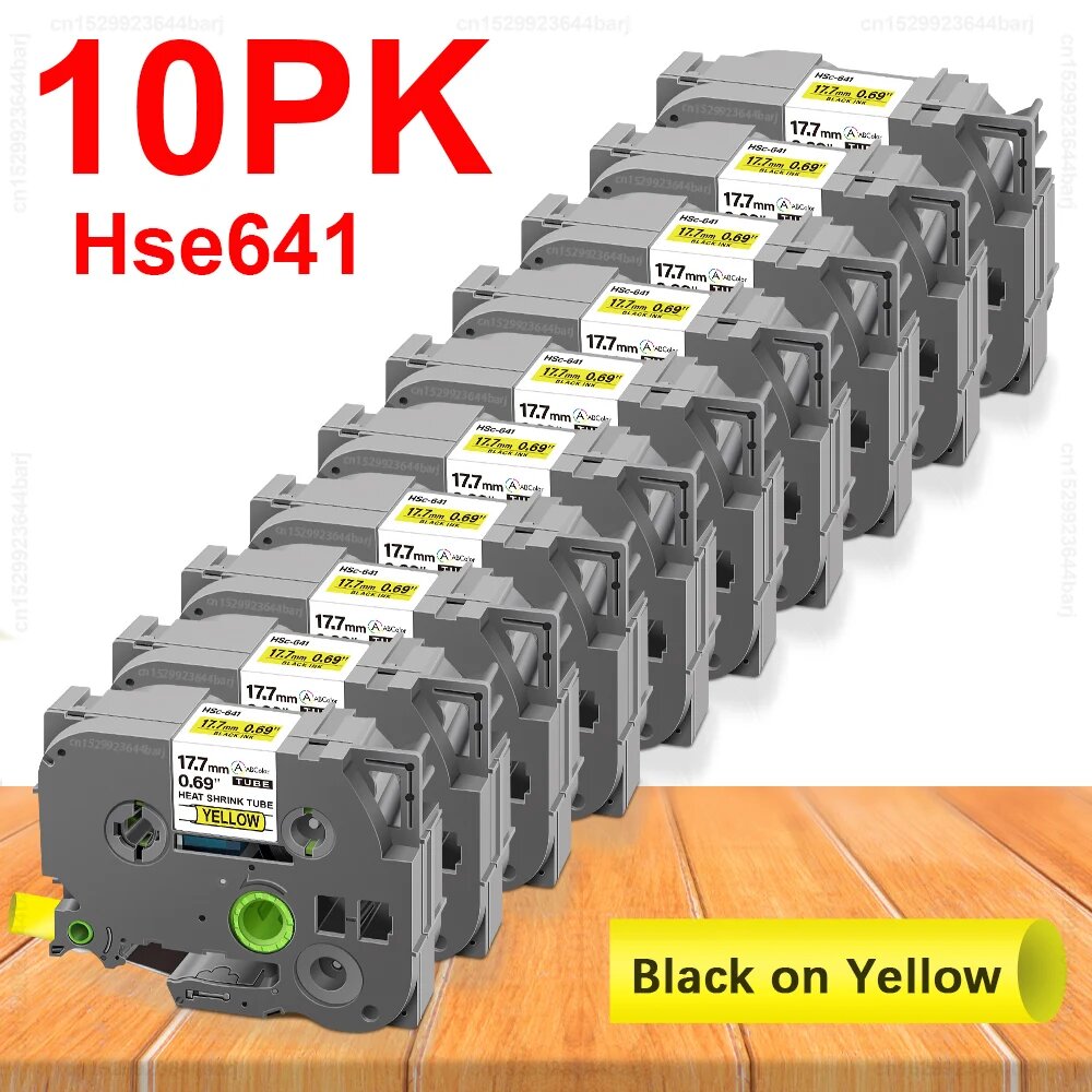 10 шт. Термолента Black on Yellow HSE641 для Brother P-Touch