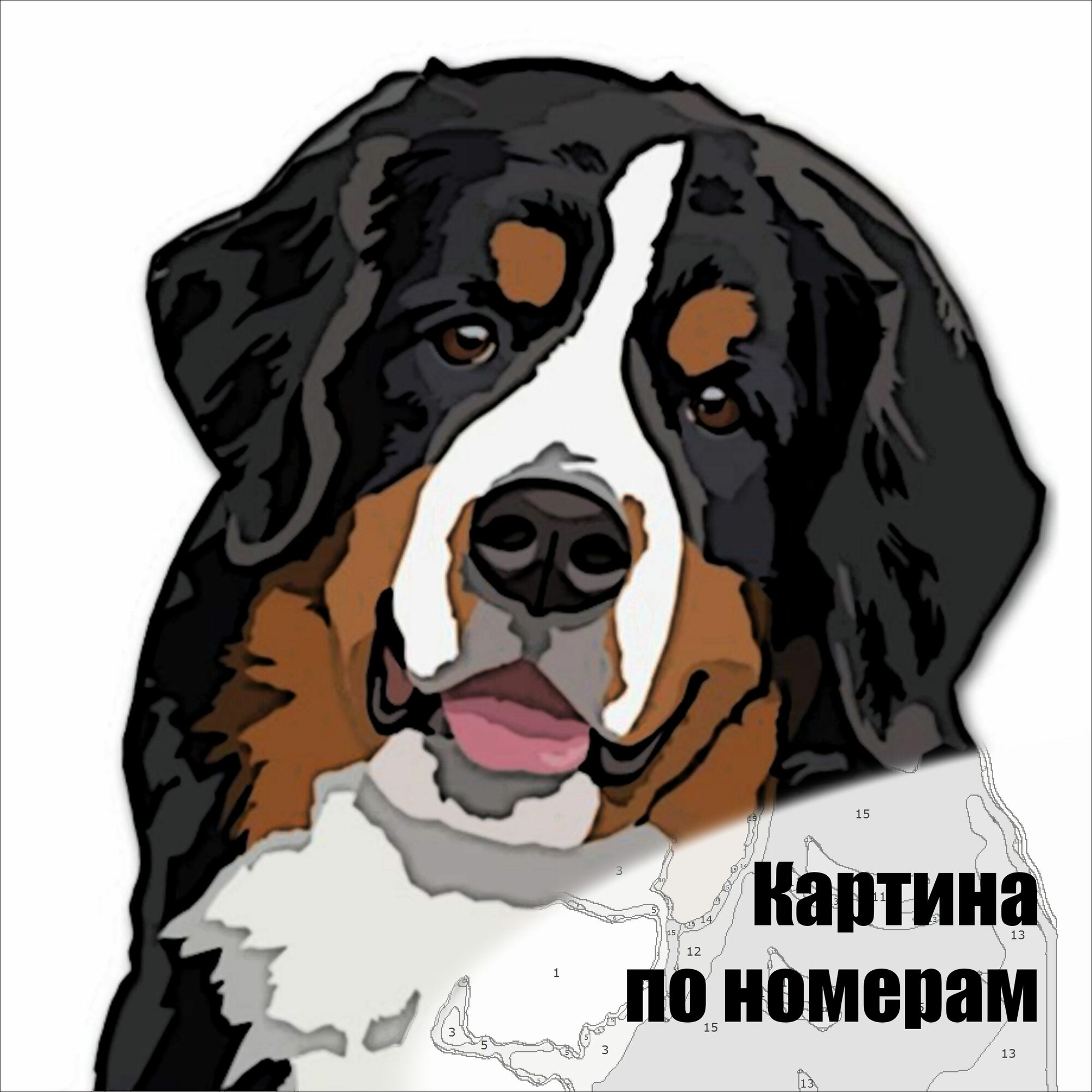 Картина по номерам на дереве 23х23 см - Бернский зеннехунд