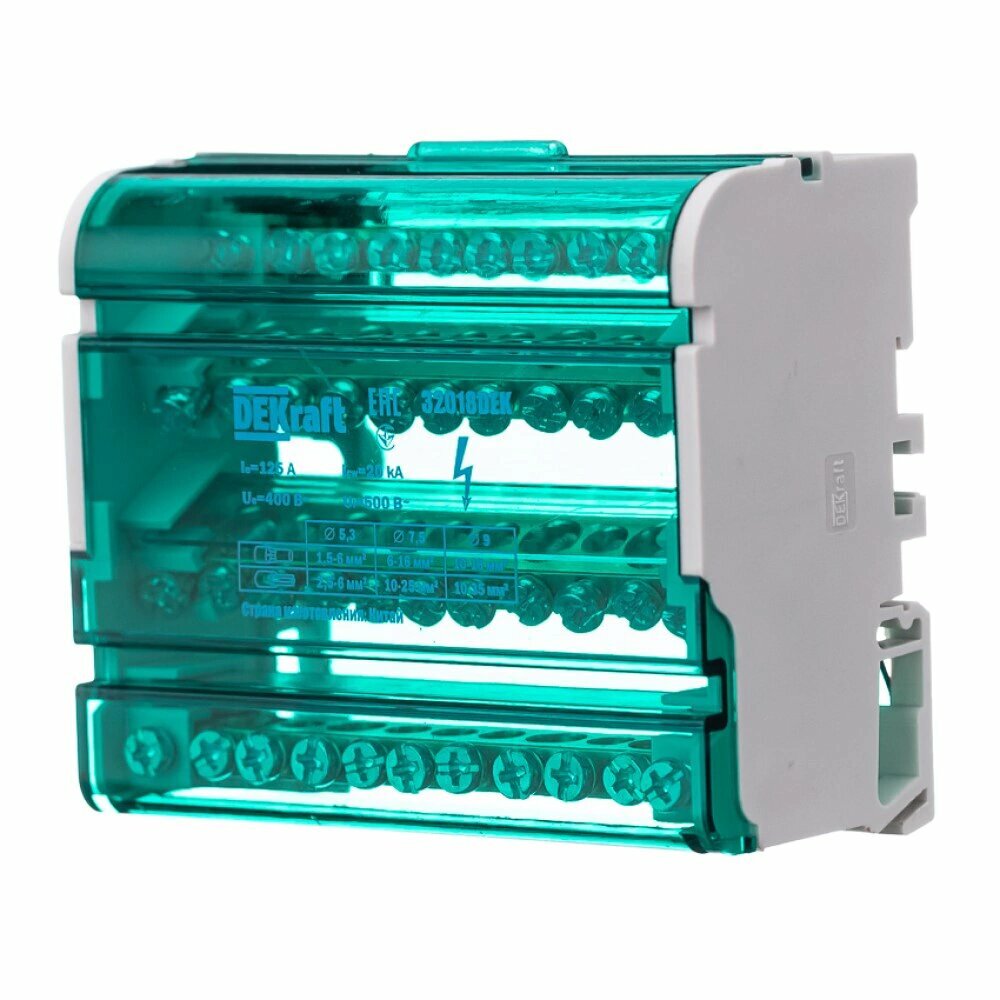 Шина нулевая на изоляторе DEKraft 4х11 групп на DIN-рейку