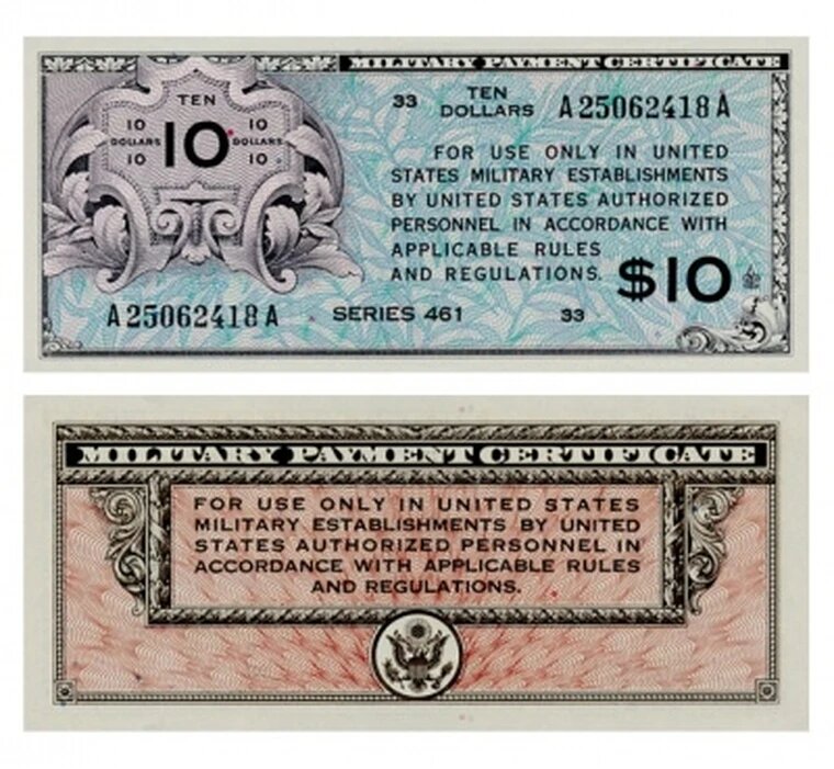 10 долларов 1946 США военный платежный сертификат, сувенирная копия, банкноты и купюры редкие коллекционные
