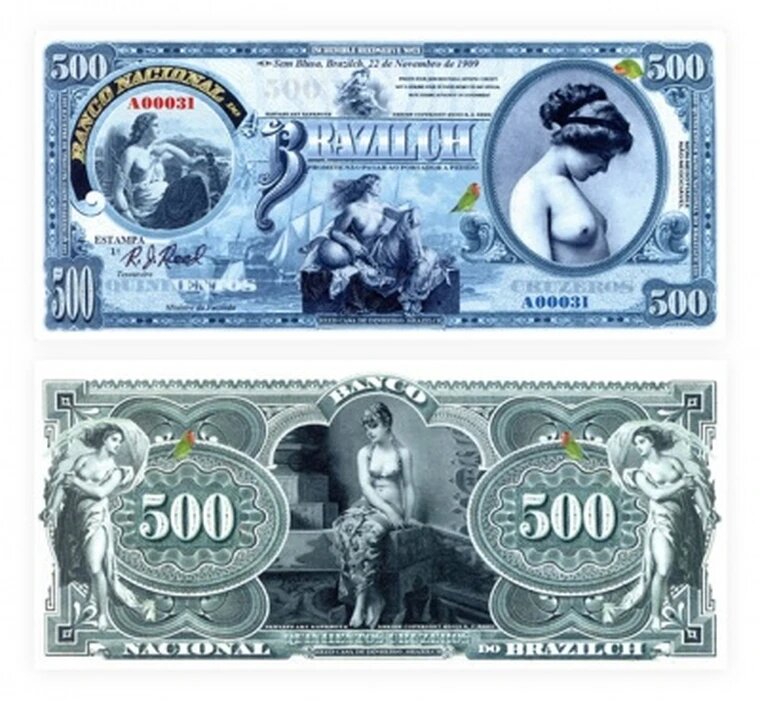 500 Brazilch 1909 эротическая купюра, сувенирная копия UNC, банкноты и купюры редкие коллекционные