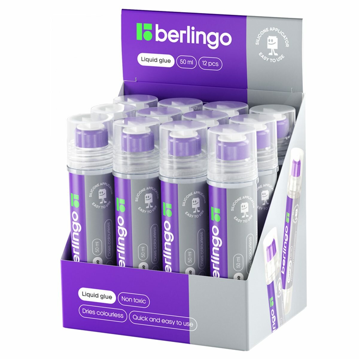 Клей канцелярский жидкий Berlingo, 50мл, с силиконовым аппликатором (FNn_6100), 288шт.