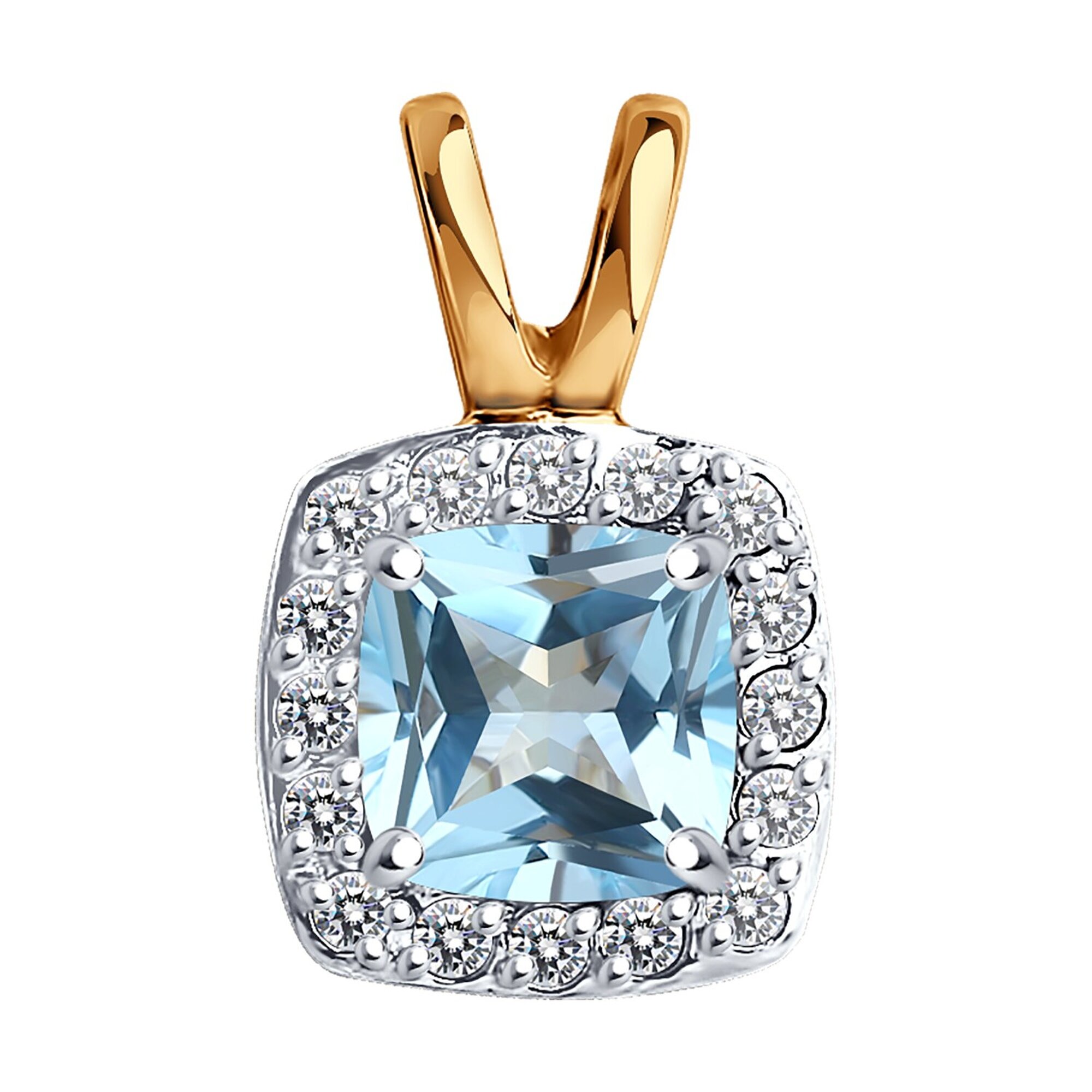 Подвеска, красное золото, 585 проба, фианит, топаз