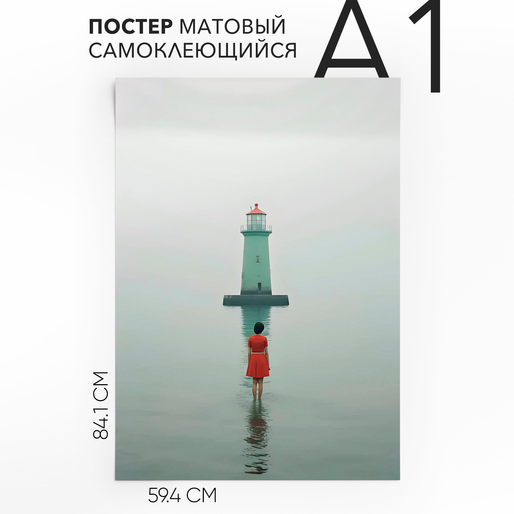 Постеры для интерьера самоклеящийся, большой A1 Маяк, влагостойкий, для декора