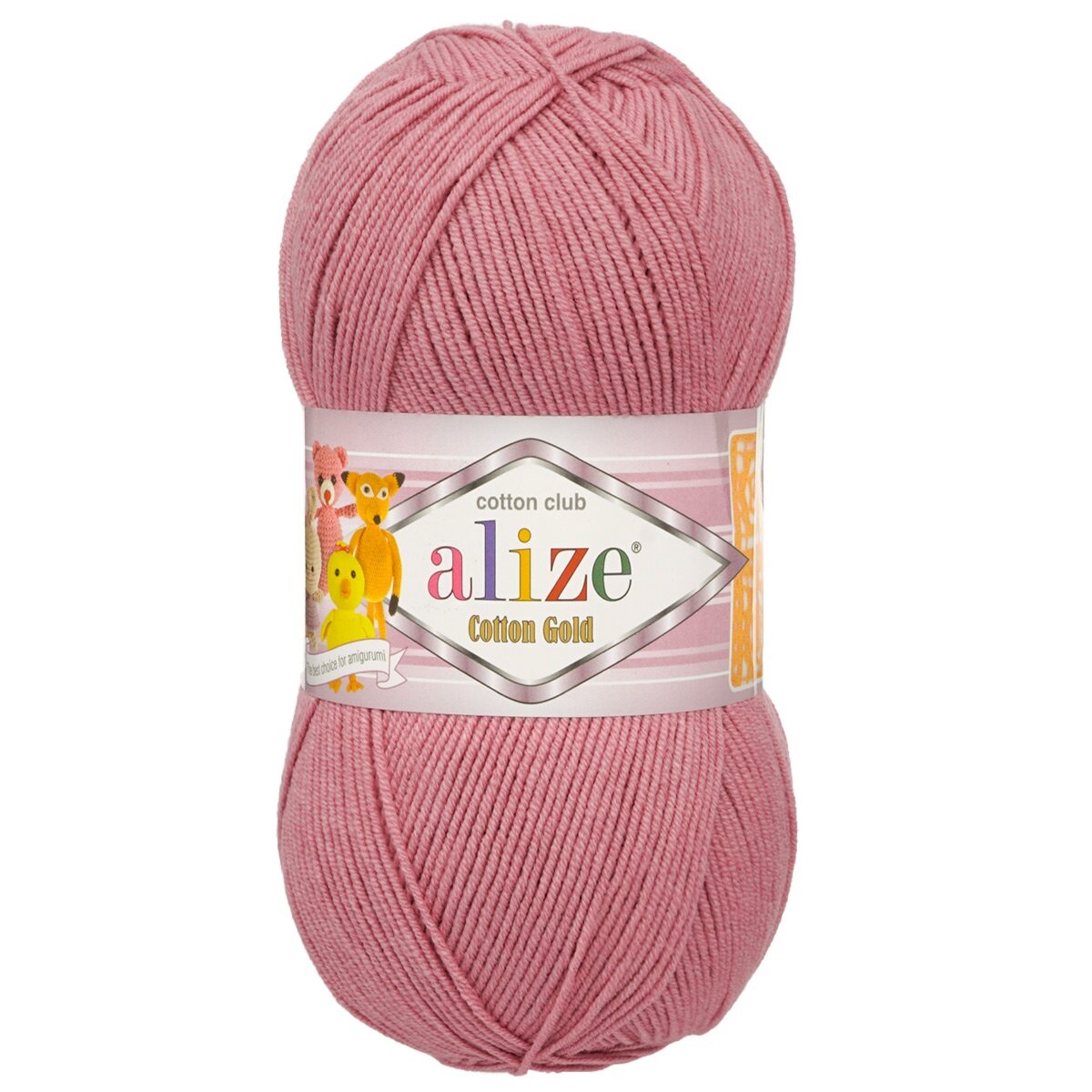 Пряжа ALIZE "Cotton Gold", 100 г, 330 м, 55% хлопок, 45% акрил, цвет 676 Роза ностальгия, 5 мотков