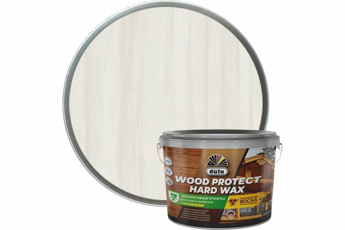 Пропитка Dufa WOOD PROTECT HARD WAX белоснежный, 9 л МП00-010457