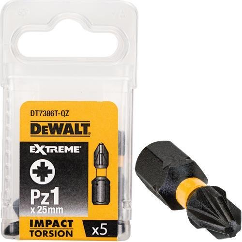 Биты ударные DeWalt IMPACT Torsion Pz1 25мм 5 шт DT7386T-QZ