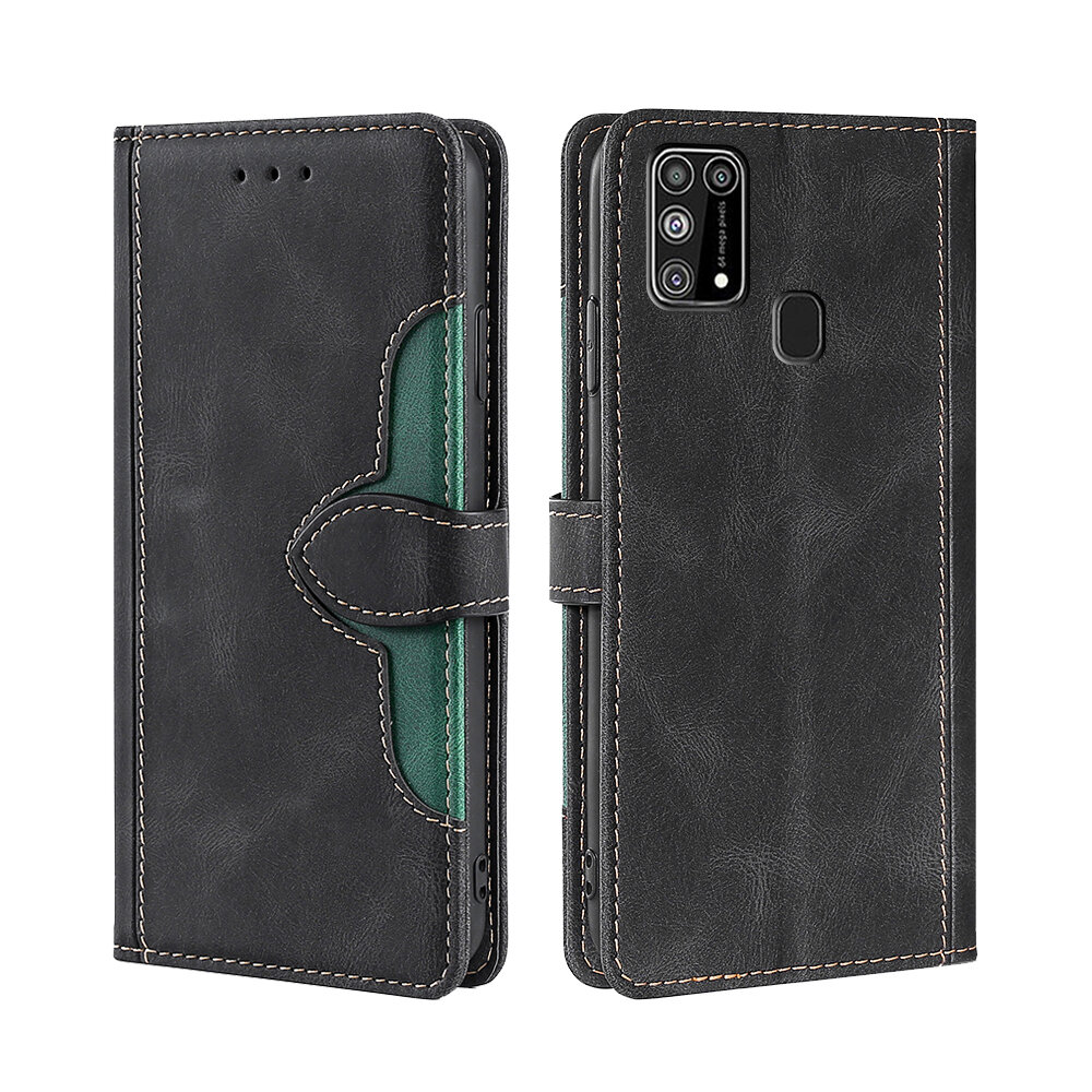 Чехол-книжка MyPads для Samsung Galaxy M31 SM-M315F / Самсунг М31, узор в сочетании с другим цветом (черный)