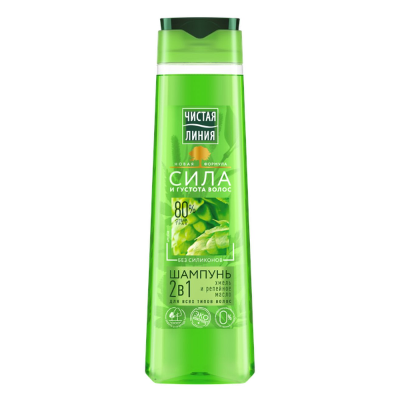 Чистая Линиая 2 в 1 шампунь для ломких волос 400 мл укрепление питание защита