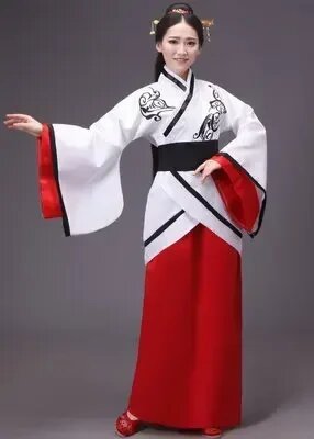 Женский винтажный ханьфу Hanfu комплект М, 1-white red