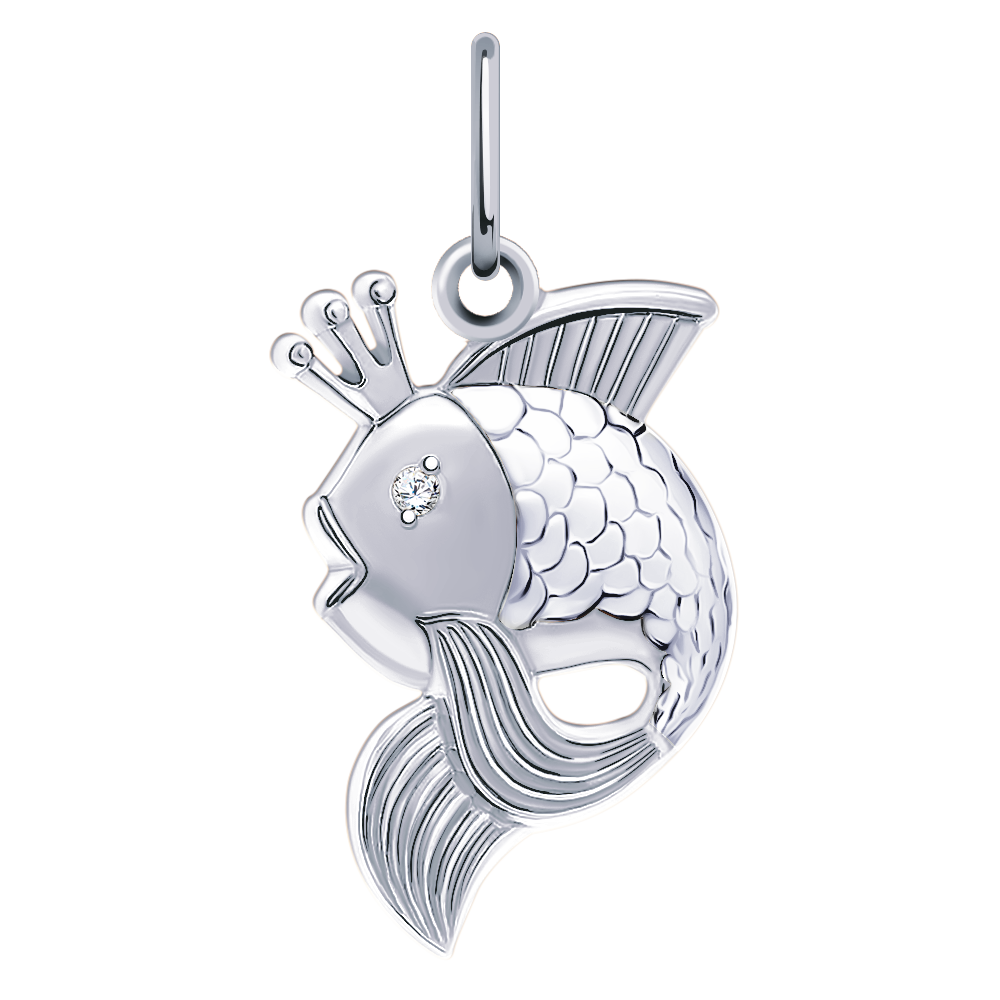 Подвеска, серебро, 925 проба, фианит