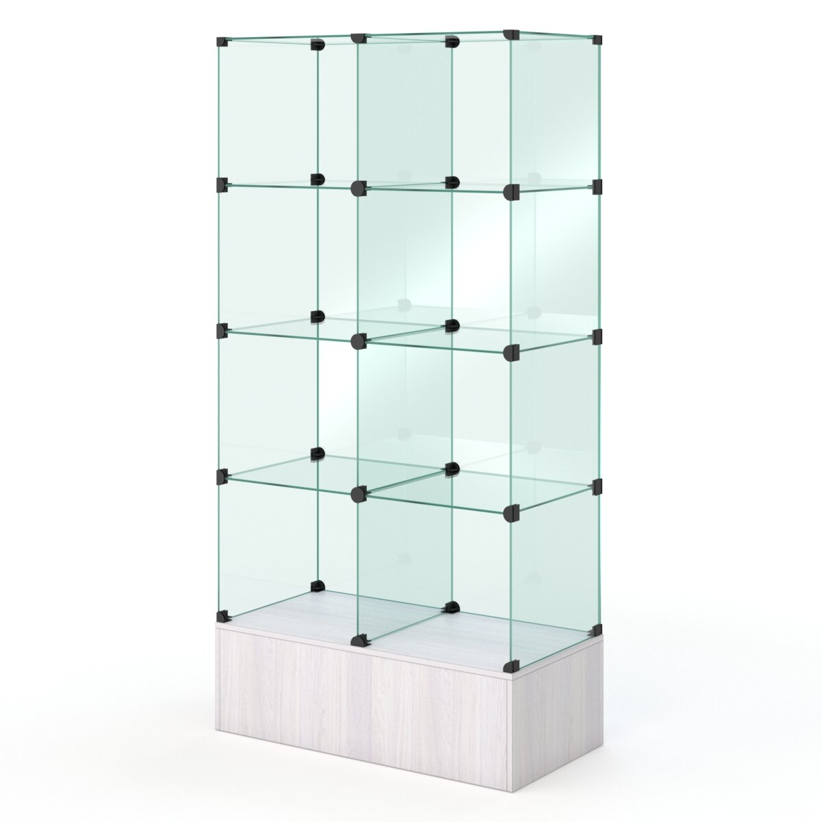 Витрина стеклянная "КУБ" №109 (без дверок, передняя стенка - стекло), Ясень Анкор светлый - U31104
