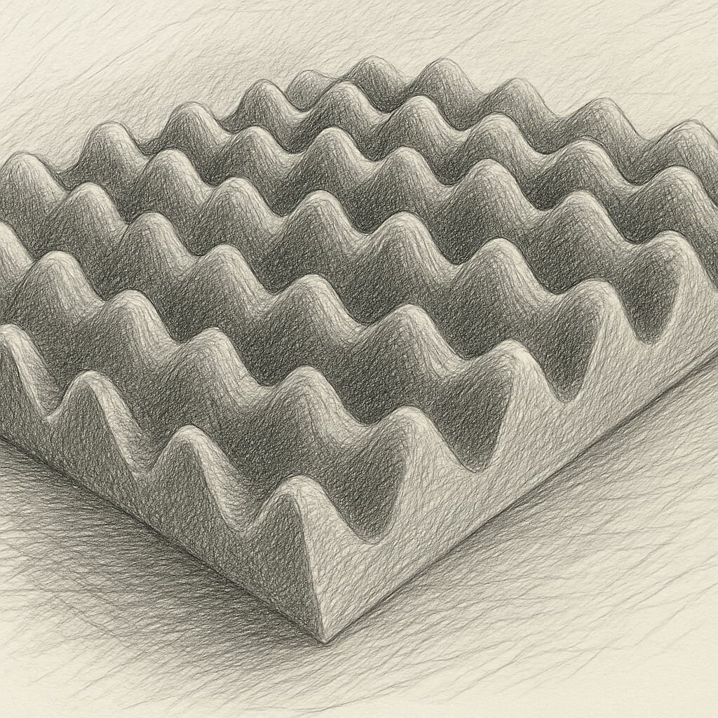 Акустический поролон 22 мм Волна, 100х200 см, плотность 22 кг/м3, пенополиуретан для авто и дома