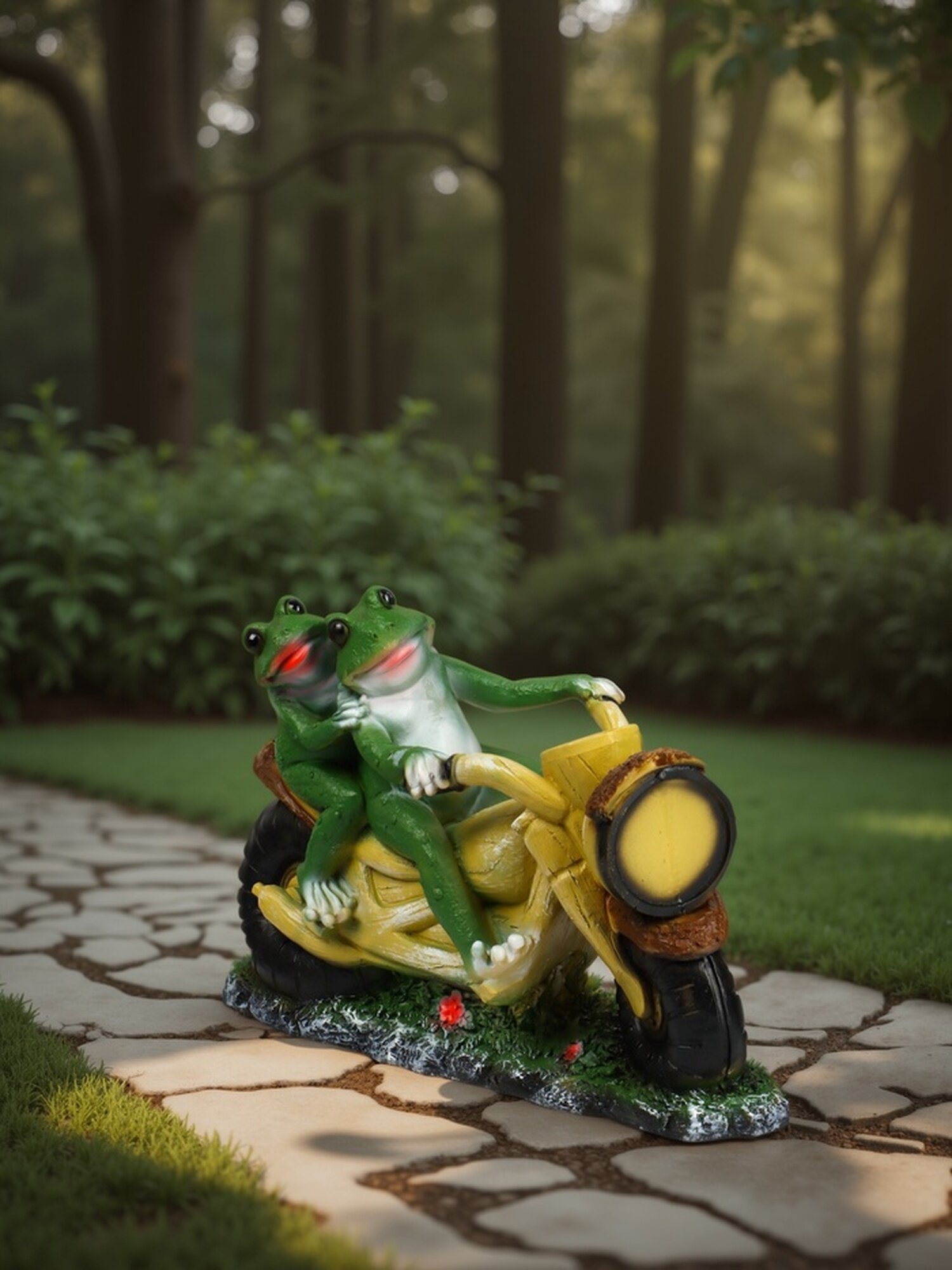 Садовая фигура Хорошие сувениры "Лягушки на мотоцикле", полистоун, разноцветная, 48 см x 35 см x 12 см