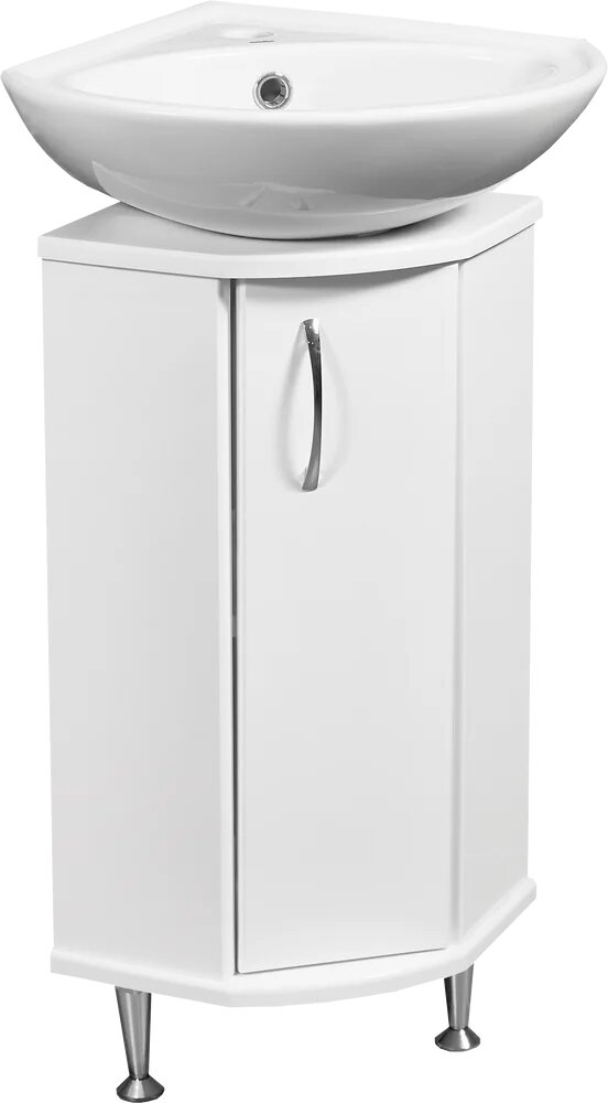 Тумба под раковину со столешницей Stella Polar Концепт напольная, белая, глянцевая, из МДФ, тумба для ванной, с дверками