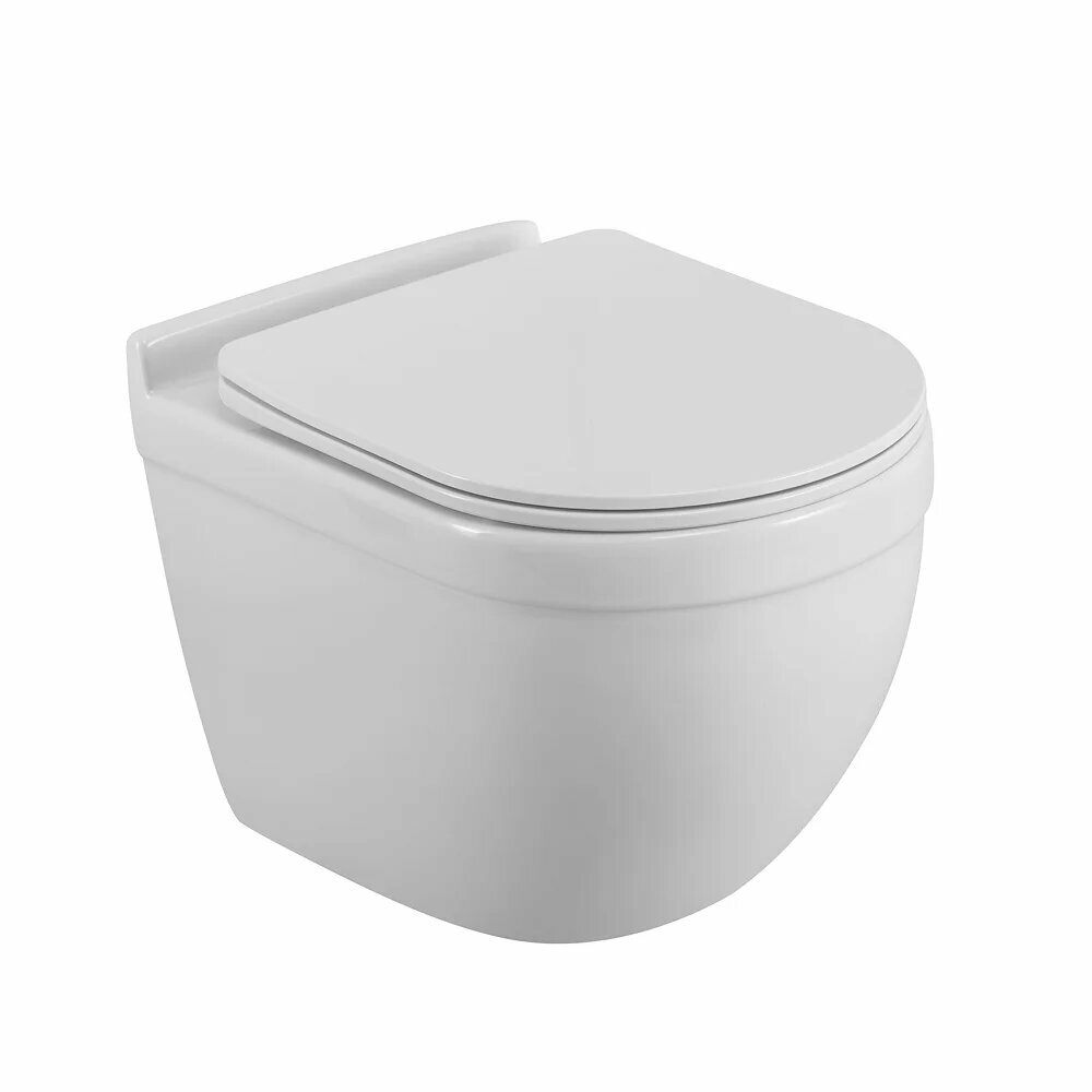 Унитаз подвесной BelBagno Senso-Tor BB017CH-TOR/SC с микролифтом, безободковый, без бачка, антивсплеск, фарфоровый, белый, глянцевый, овальный, сиденье для унитаза в комплекте