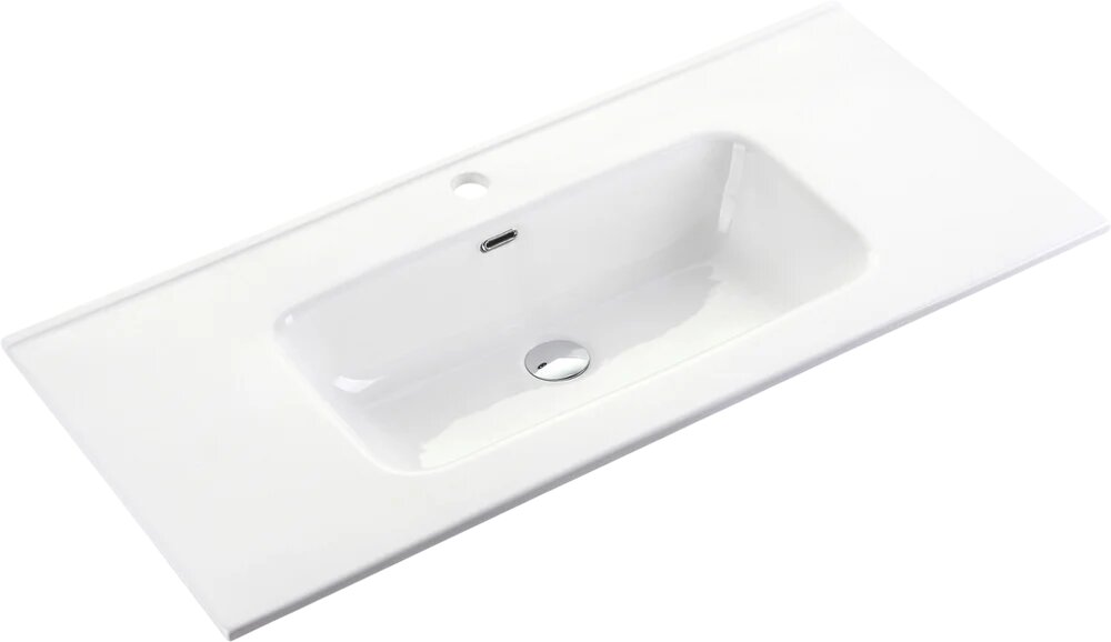 Мебельная раковина Ceramicanova Элемент (Element) CN7002 91 накладная, встраиваемая, фарфоровая, со встроенным сливом-переливом, белая, раковина для ванной, прямоугольная