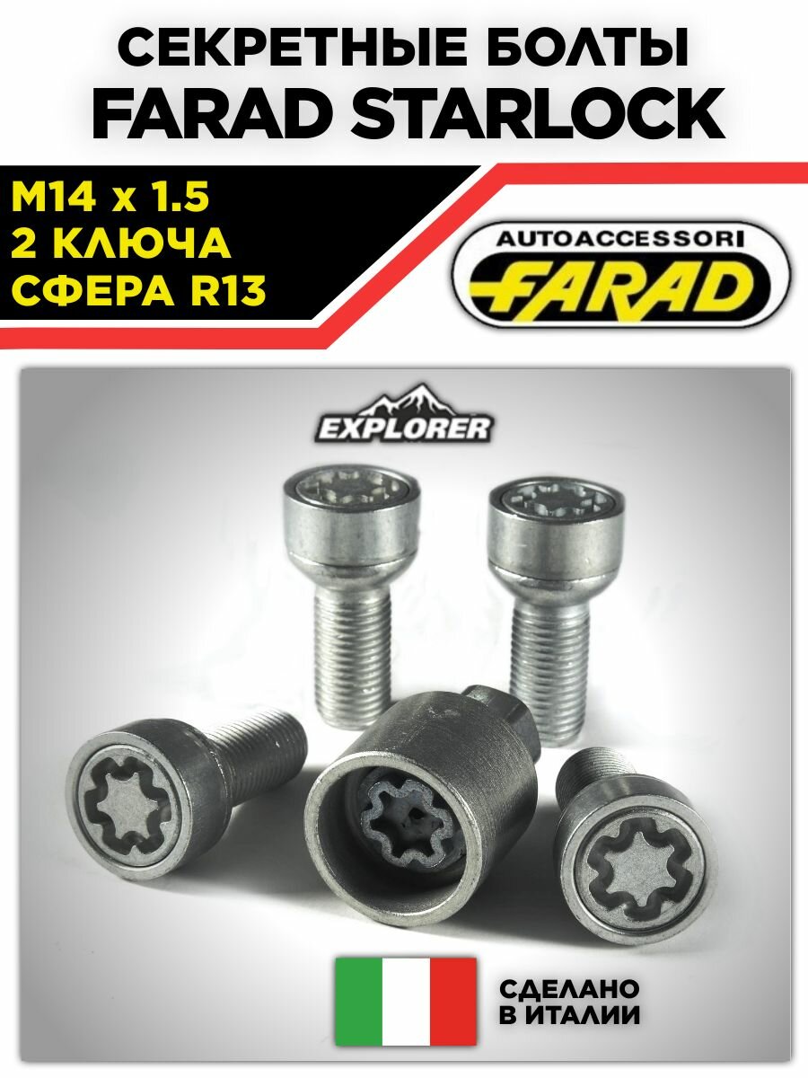 Секретные болты Farad Starlock для Volkswagen Passat CC 2008-2012 Арт. VN527/2