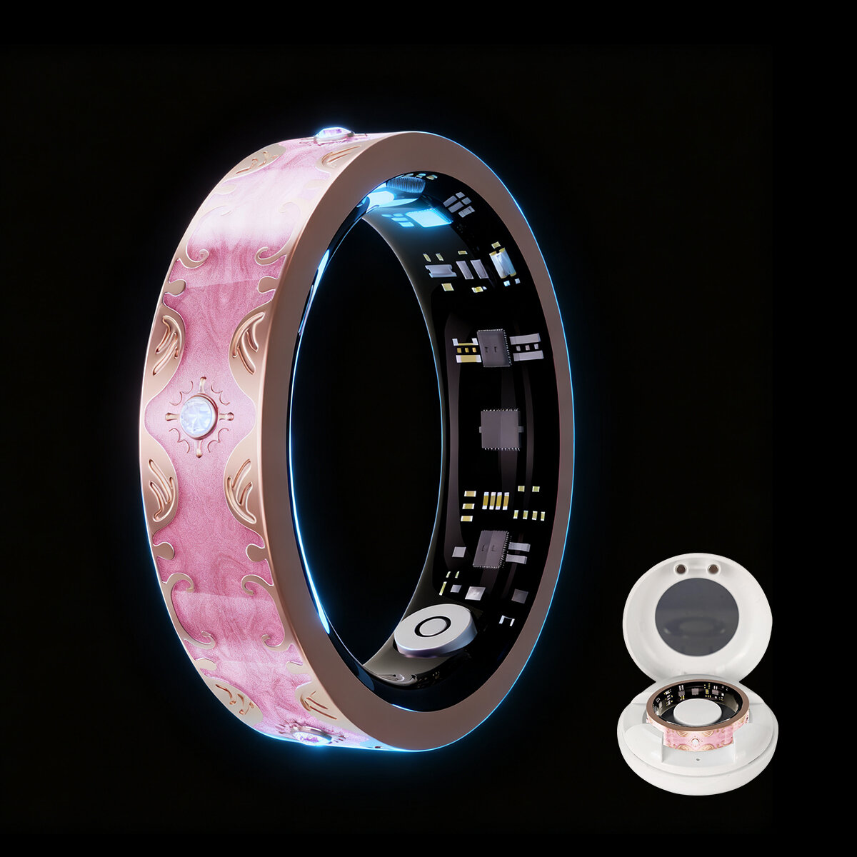 Умное кольцо JITE, женское, розовое, фитнес-трекер, с датчиком ЧСС, Bluetooth 5.1