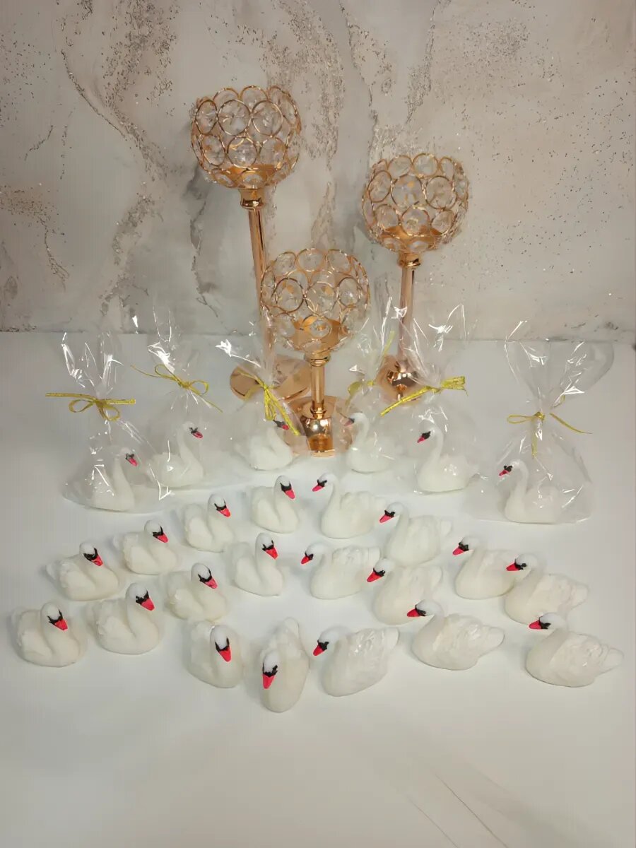 Набор 25 шт бонбоньерки свадебные таросики лебеди