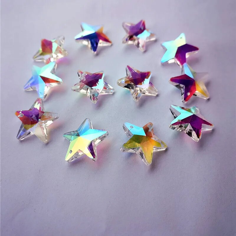 Хрустальные звёзды для люстр, 12 шт, AB цвет, 26 мм