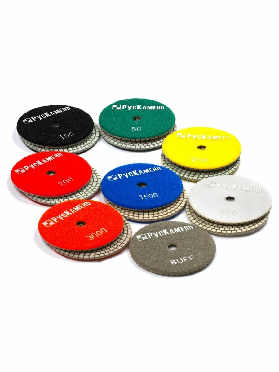 Алмазный гибкий шлифовальный круг (АГШК) d100 мм, черепашка для керамогранита и камня, шлифование с водой, Рускамень