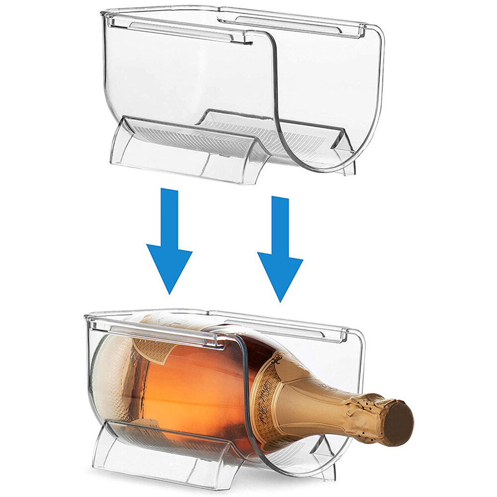 Clear Wine Bottle Organizers Stackable Plastic Rack Holder for Kitchen Countertops Pantry Fridge