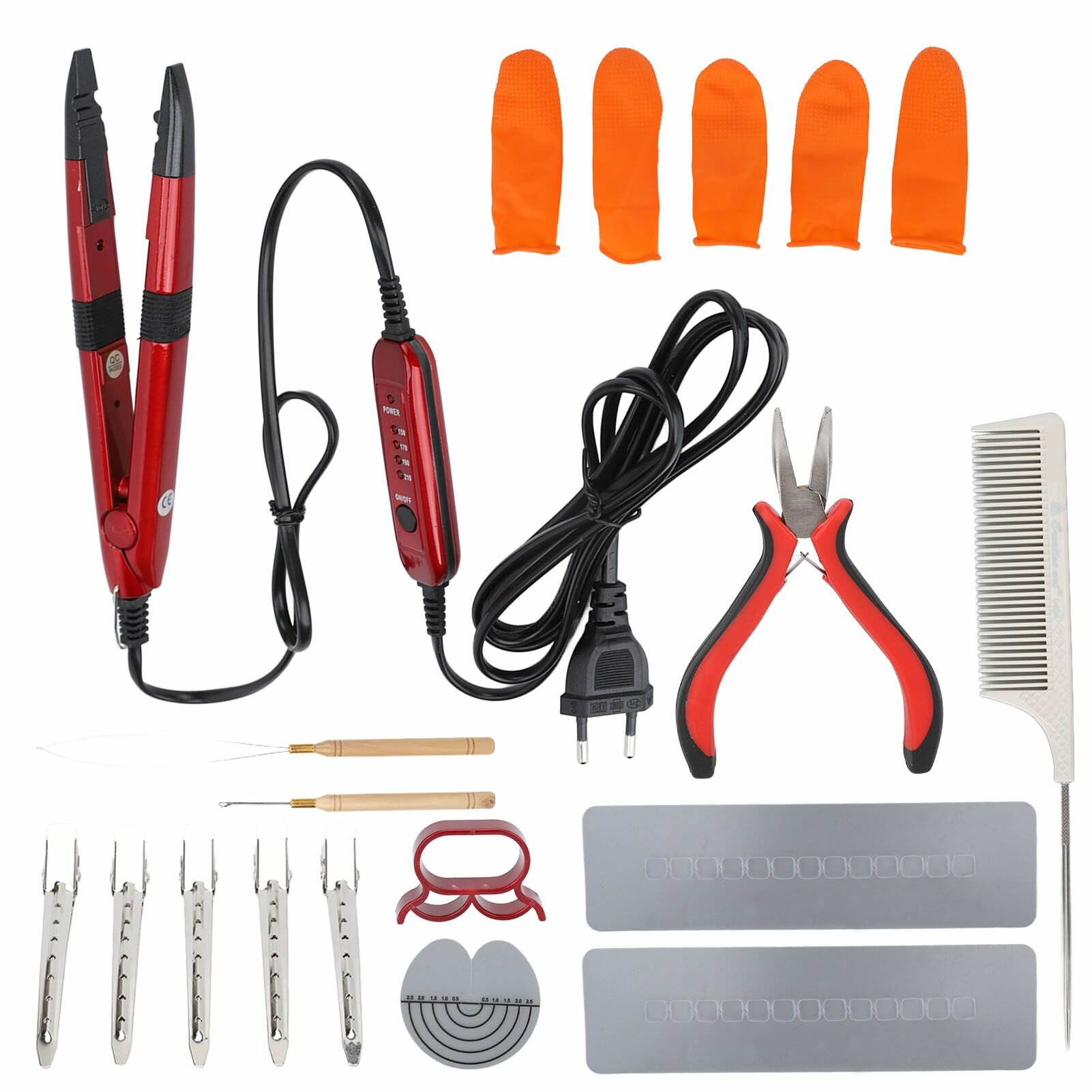 Утюжок для наращивания волос с функцией поддержания постоянной температуры и термоизоляционным покрытием, инструмент для наращивания волос крючком, вилка ЕС 220-240 В для безопасной укладки